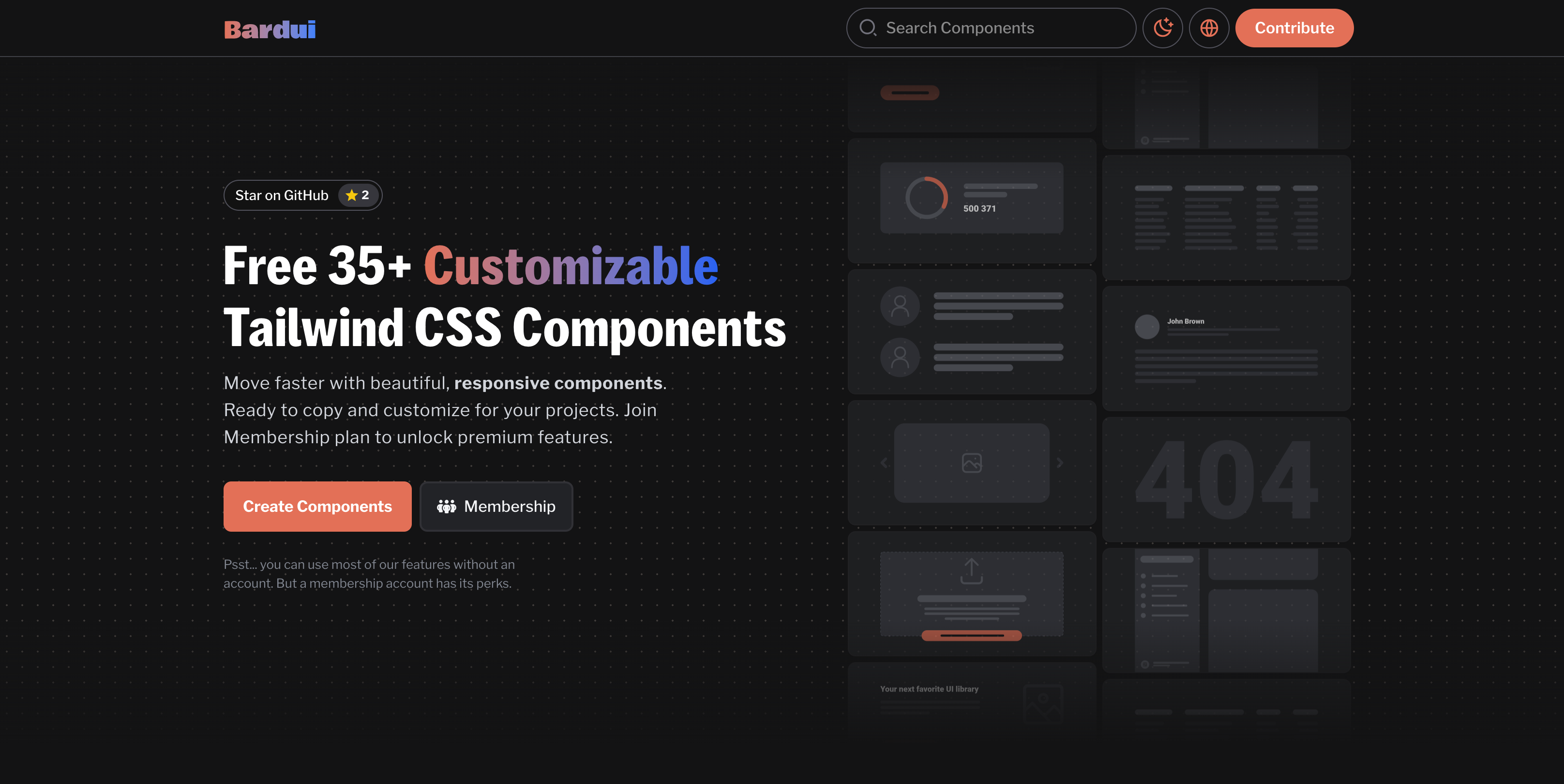 Pre-built Tailwind CSS Components